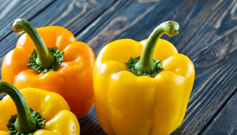 Yellow Peppers, Copyspace on a Side Stock Illustration - Illustration ...