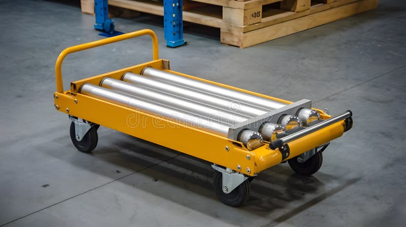 Yellow Roller Conveyor Cart for Warehouse Logistics and Material ...