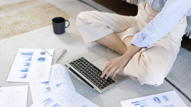 Close-up Shot of Young Woman`s Hand Pressing on Laptop Keyboard Stock ...
