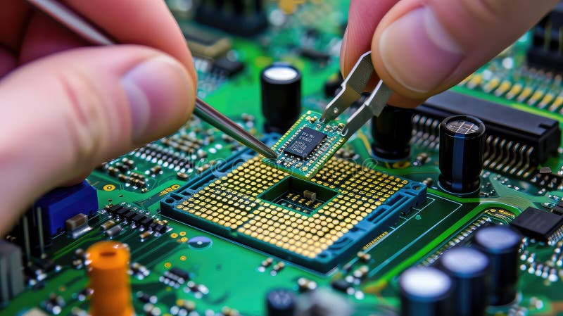 Close-up Shots of Processor Installation, Ensuring Smooth Laptop ...