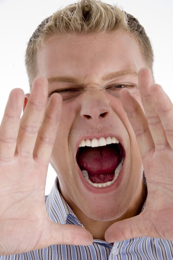 Close up of shouting man stock image. Image of person - 6844737