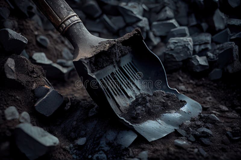 Close-up of a Shovel in the Process of Scooping Up Coal Stock ...