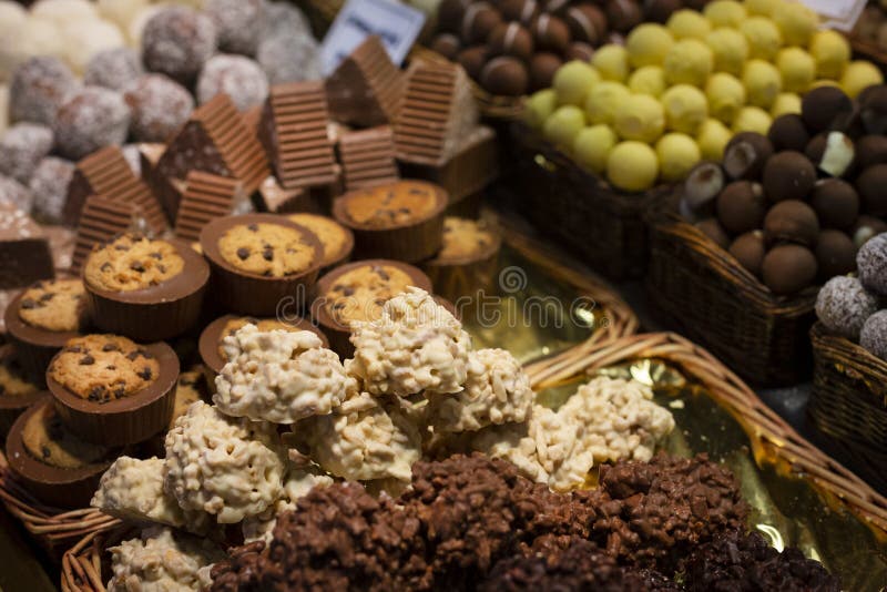 Close Up of Showcase with Different Kind of Tasty Natural Sweets Stock ...