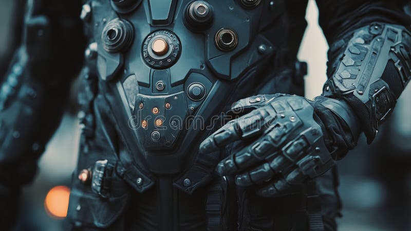 Futuristic Armored Suit Close-up with Intricate Detail and Design ...