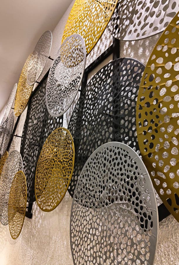 Decorative Metal Wall Art with Abstract Patterns Stock Image - Image of ...