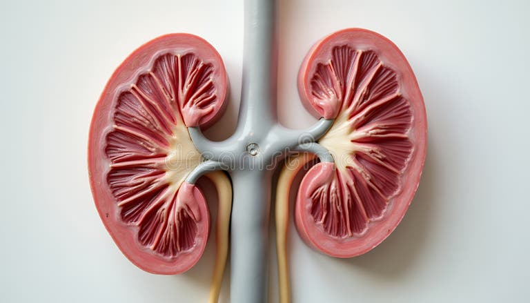 Detailed Kidney Anatomy Model Featuring Red and Cream Sections on White ...