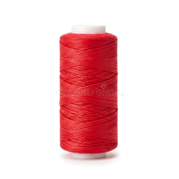 Close Up View of a Vibrant Crimson Thread Spool with White Ends, a ...
