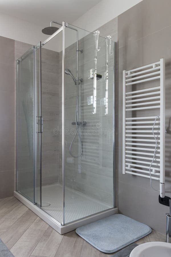 Close Up of Shower Box in the Bathroom Stock Image - Image of shower ...