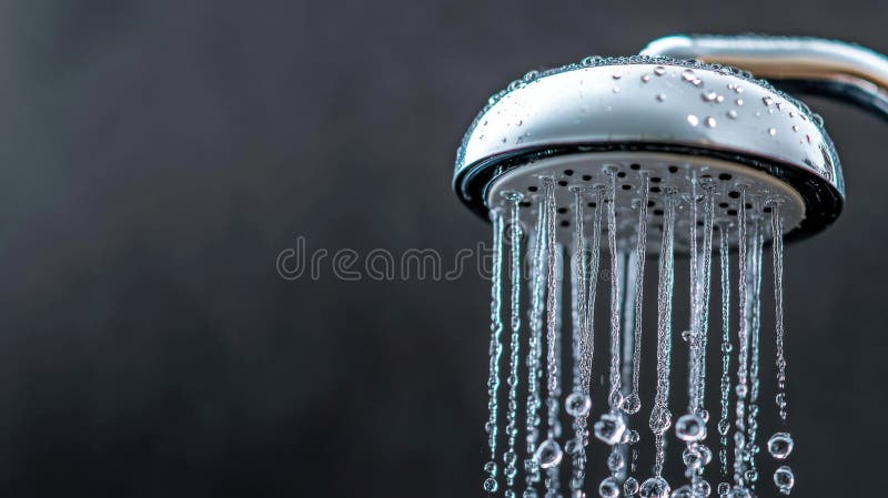 A Close Up of a Shower Head with Water Droplets Coming Out, AI Stock ...