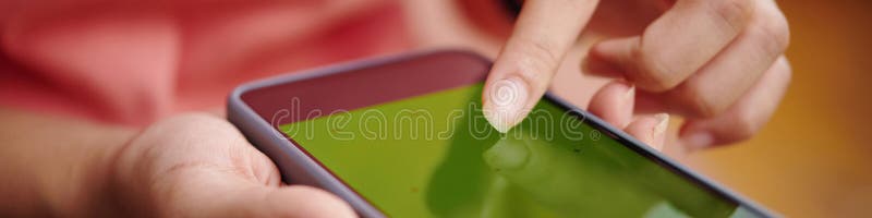 Close-Up Showing Finger Tapping on Touchscreen Device Stock Image ...