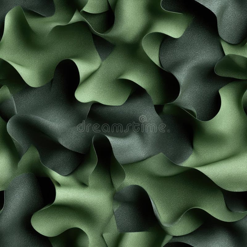 A Close-up Shows a Dark Green Abstract Design with Curved Lines and ...