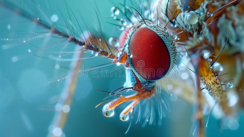 A Close-up Shows a Mosquito S Intricate Structure with Striking Red ...