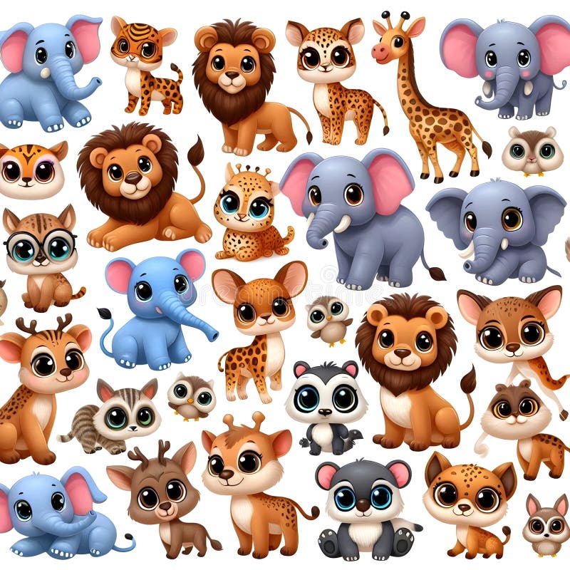 This Close-up Shows a Number of Different Animals with Large Eyes ...