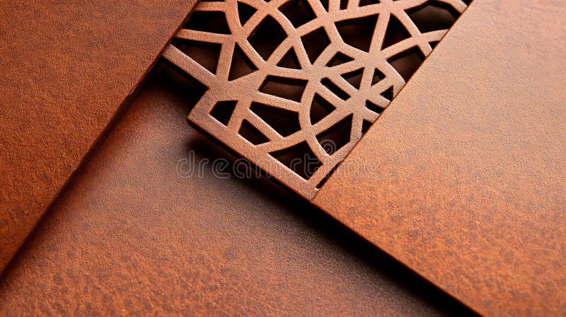 Brown Leather Panels with Intricate Geometric Cutout Design Stock ...