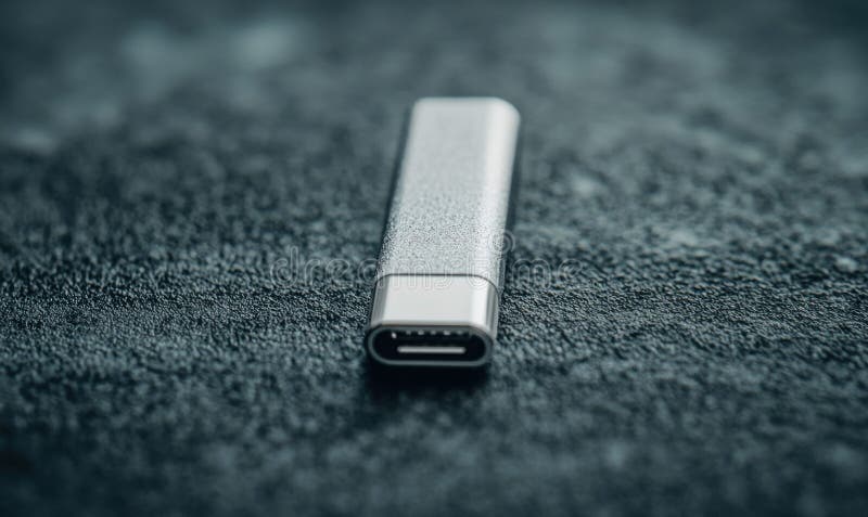Close-up Shows a Sleek, Silver USB-C Connector Ready for High-speed ...