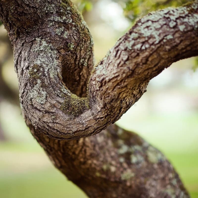 This Close-up Shows a Tree Growing with a Naturally Bent Trunk in an ...