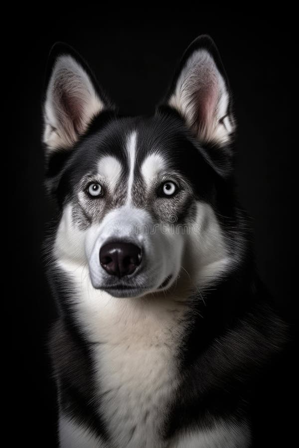 Close Up of Siberian Husky in Black and White, Created Using Generative ...