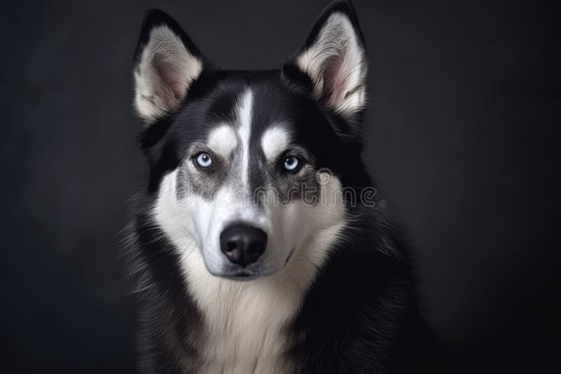 Close Up of Siberian Husky in Black and White, Created Using Generative ...