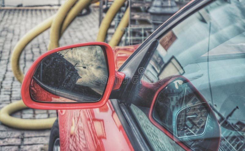 Close-up of Side Mirror on a Red Car Stock Photo - Image of view, mode ...