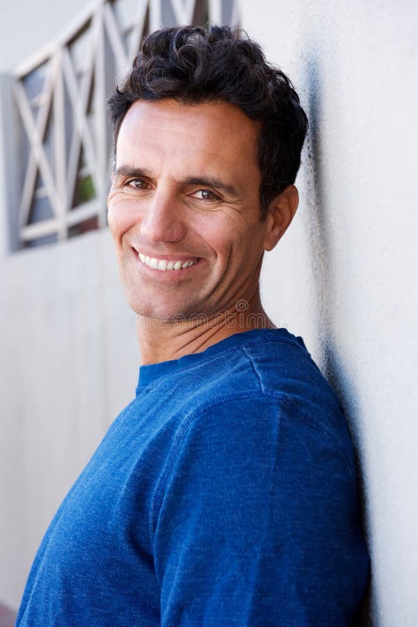 Close Up Side Portrait of Handsome Man Smiling Stock Photo - Image of ...