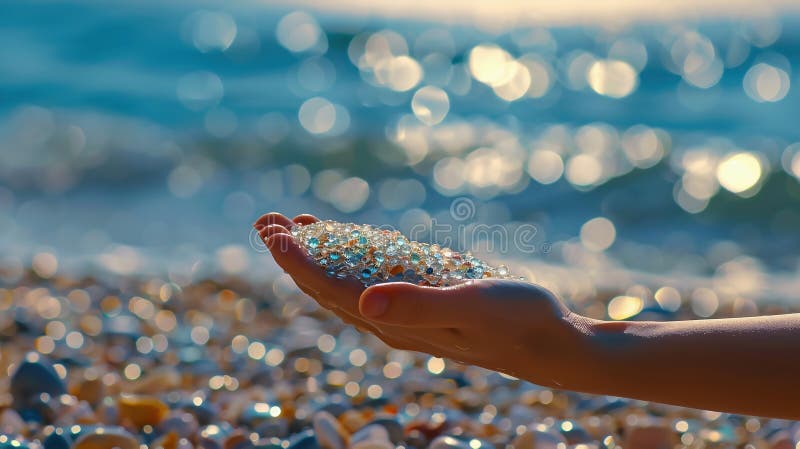 Close Up Side Shot of Microplastics Lay on People Hand. Concept of ...