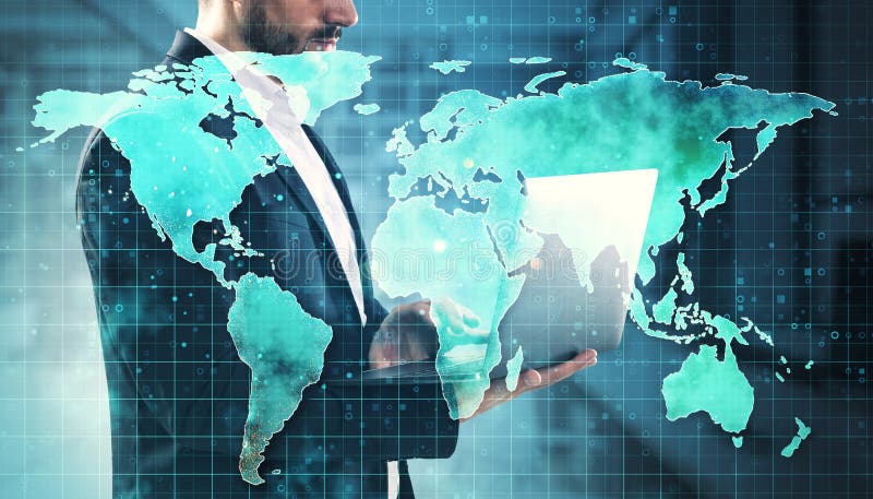 Close Up and Side View of Businessman Hands Using Laptop Computer with ...