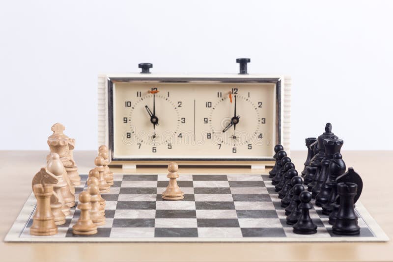 Close Up Side View of Chess Board with All the Pieces after First Move ...