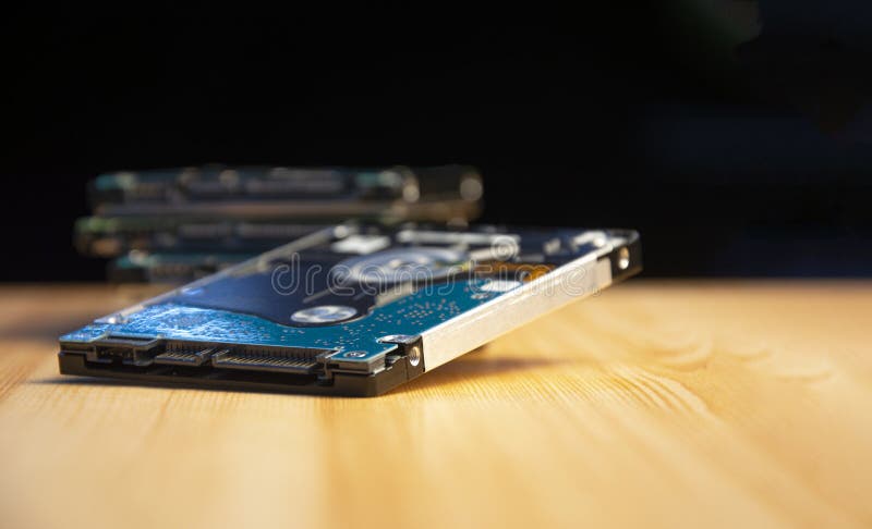 Close-up Side View of Hard Disk on Wooden Floor Stock Photo - Image of ...