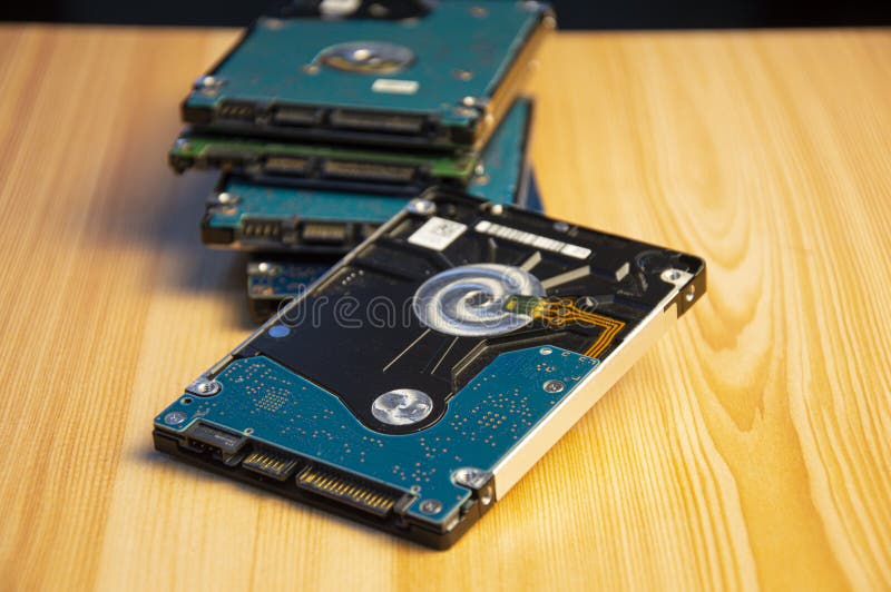 Close-up Side View of Hard Disk on Wooden Floor Stock Photo - Image of ...