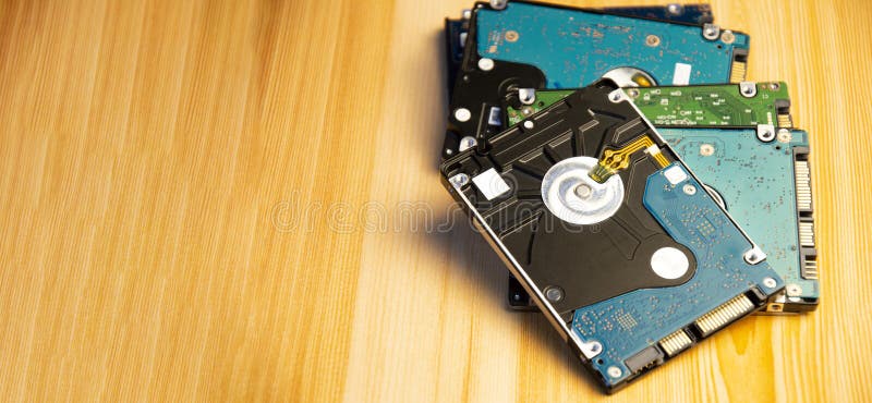 Close-up Side View of Hard Disk on Wooden Floor Stock Photo - Image of ...