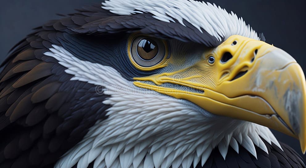 Close Up Side View of Isolated Intense Eagle Stare Stock Illustration ...