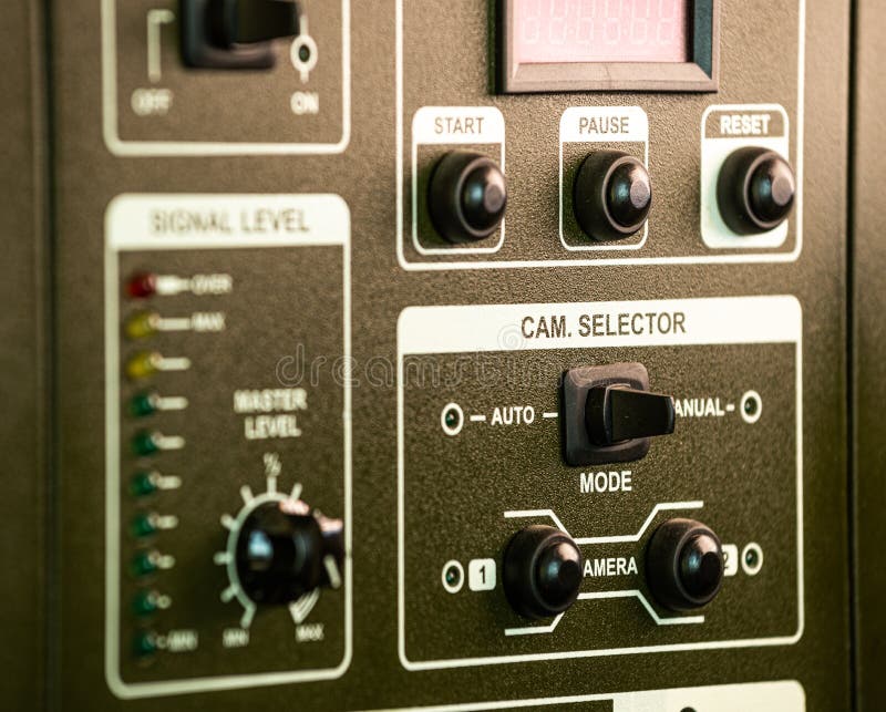 Close-up Side View of Panel of Buttons and Twirls Stock Image - Image ...