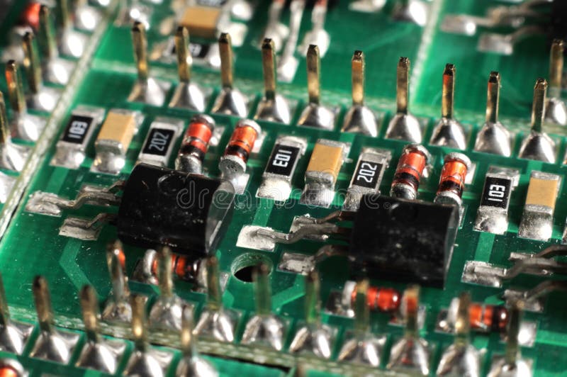 Close-up Side View of a PCB Board with SMD Components Stock Image ...