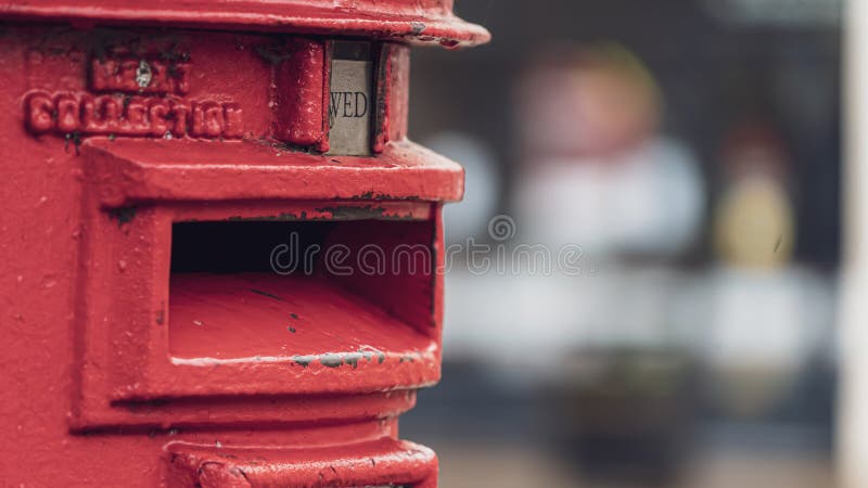 Close Up Side View of Red Post Box Stock Image - Image of selective ...