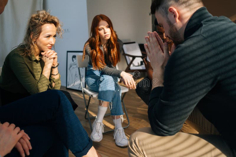 Close-up Side View of Sad Depressed Young Man Talking about Problems on ...