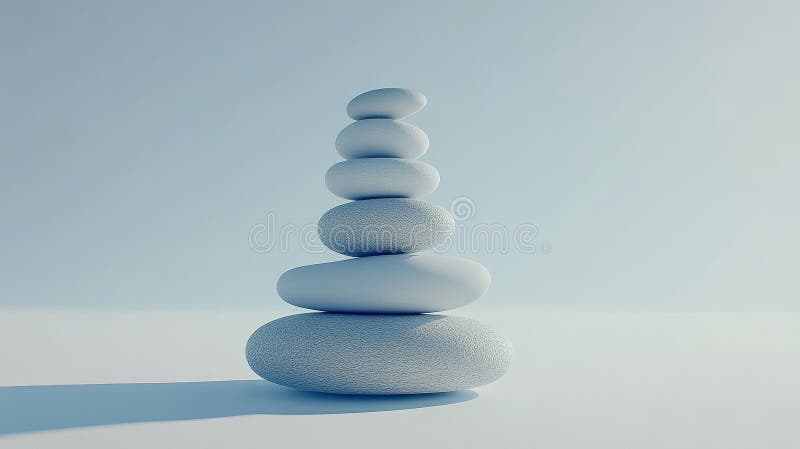 A Close-up Side View of a Stack of Zen Pebble Stones Against a White ...