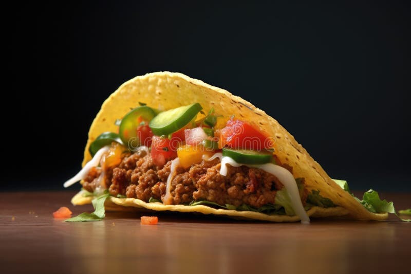 Close-up Side View of a Taco with a Chili Pepper Sticking Out Stock ...