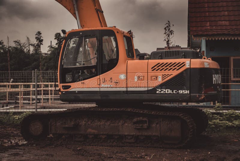 Jakarta January 2021 - Close Up Side View of the Yellow Excavator ...