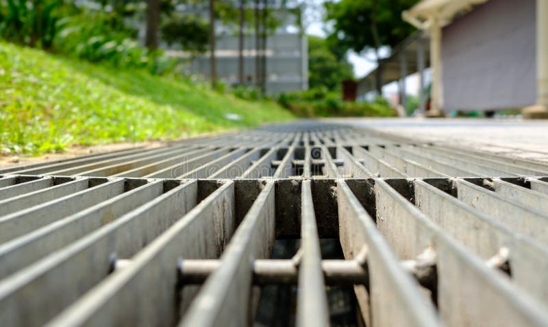 Close Up View of a Sidewalk Drainage Gate Stock Photo - Image of dirty ...