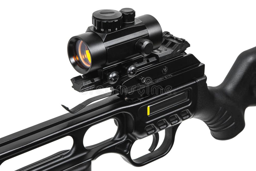 Close Up of the Sight of a Modern Crossbow. Isolate on a White Back ...