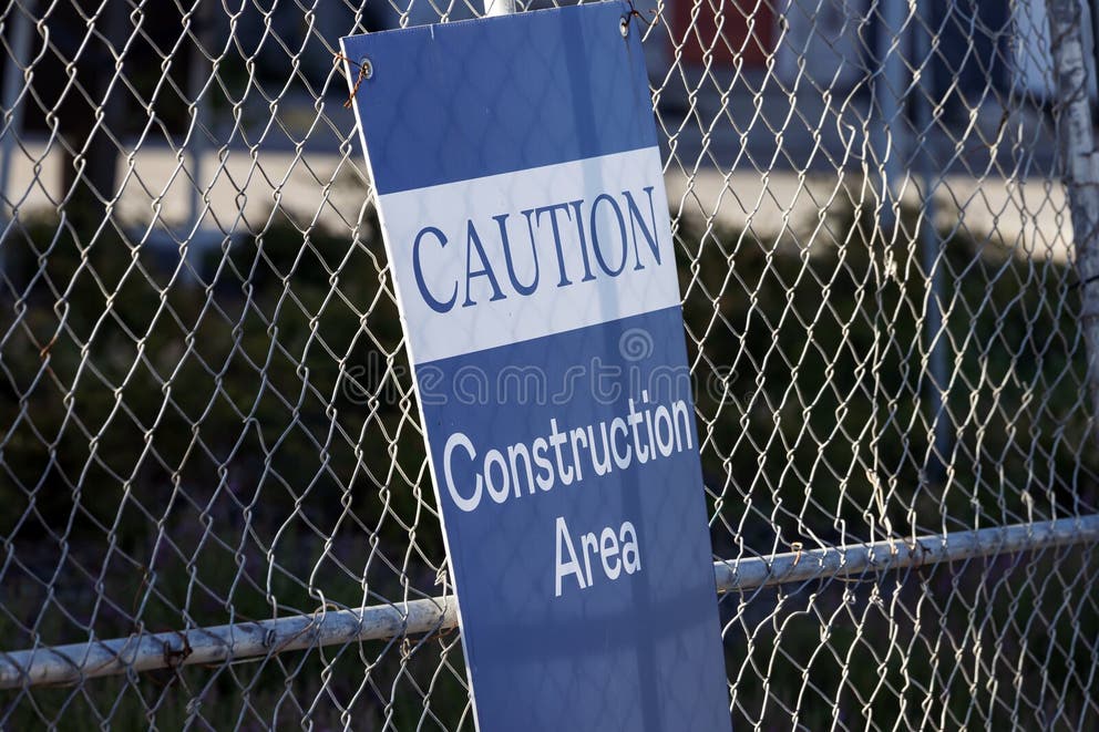 Close-up of the Sign Caution, Construction Area Stock Photo - Image of ...