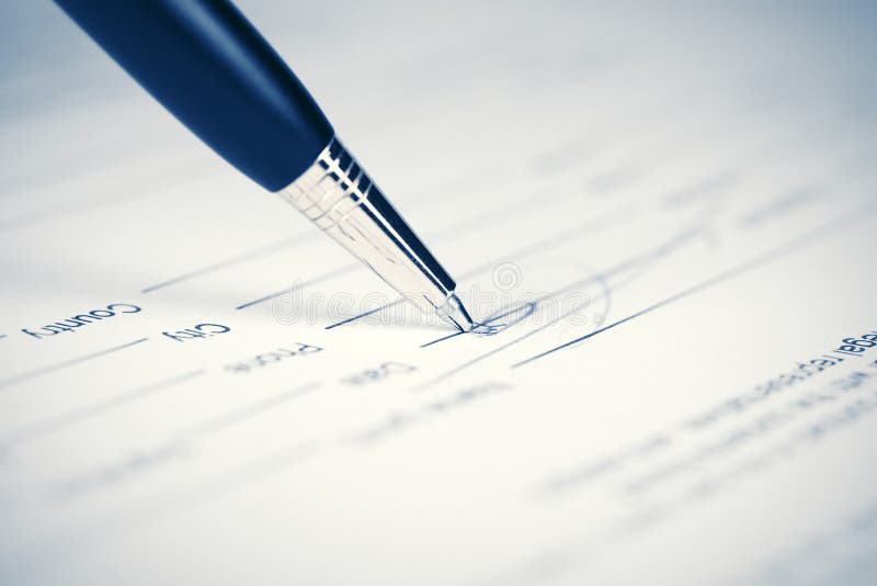 Signing Contract Pen Over Form Stock Image - Image of form, signature ...