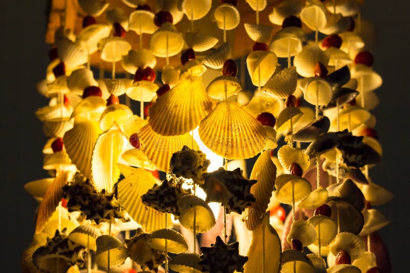 Silhouette Mobile Shells in Night Shot Stock Photo - Image of design ...