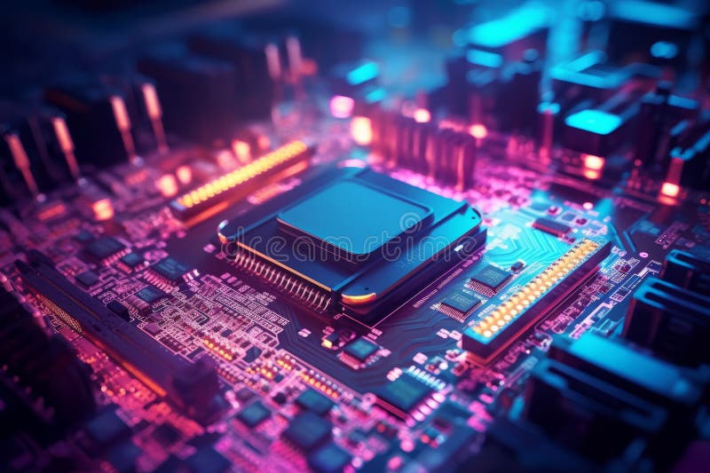 Close-up of Silicon Die are Being Extracted from Semiconductor. Neon ...