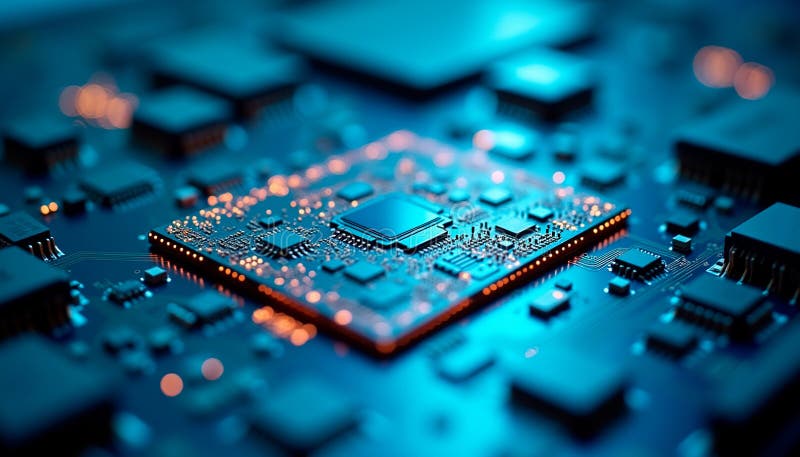 Close-up of Silicon Wafer with Assembled Microchips. AI Tech Stock ...