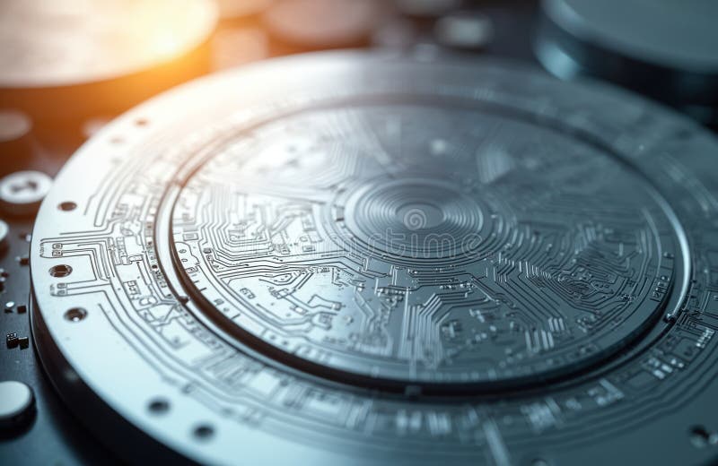 Close-up of Silicon Wafer Exhibiting Intricate Circuit Patterns ...