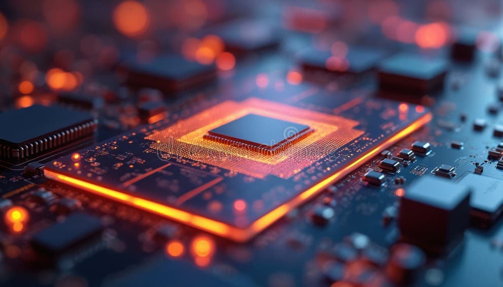 Close-up of Silicon Wafer with Multiple Microchips. Semiconductor ...