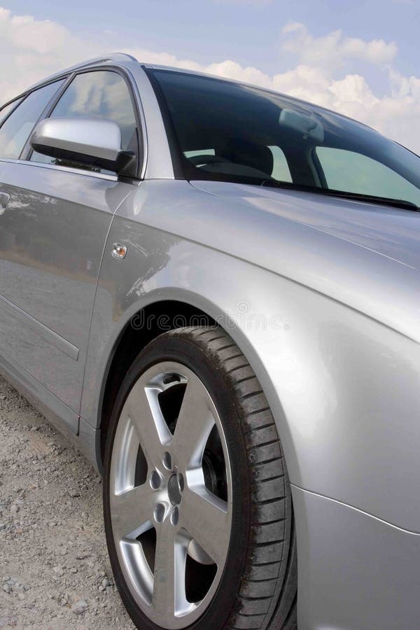 Close up of a silver car stock photo. Image of wing, performance - 15133398