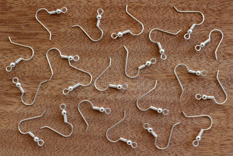 Silver Earring Hooks stock image. Image of background - 171034505