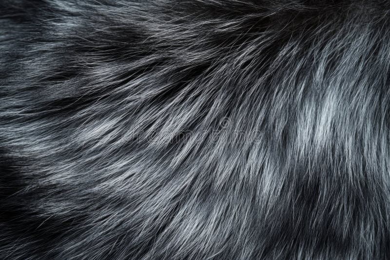 Close Up of Silver Fox Fur, Highlighting Soft Texture and Gray Hairs ...